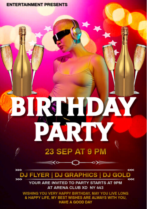 Copy of Red Maximalist Birthday Night Party A4 | PosterMyWall