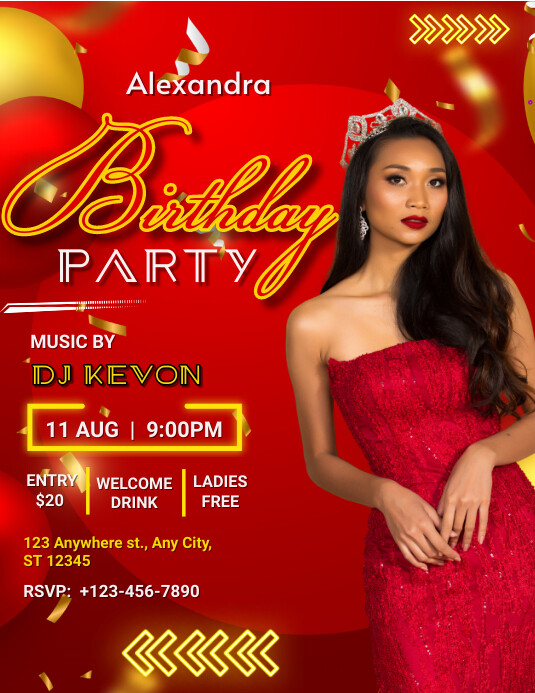 Copy of Red Maximalist Birthday Party Flyer (us Lett | PosterMyWall
