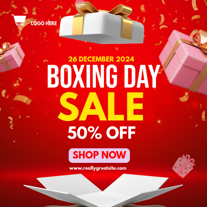 Red Maximalist Boxing Day Instagram Post Template | PosterMyWall