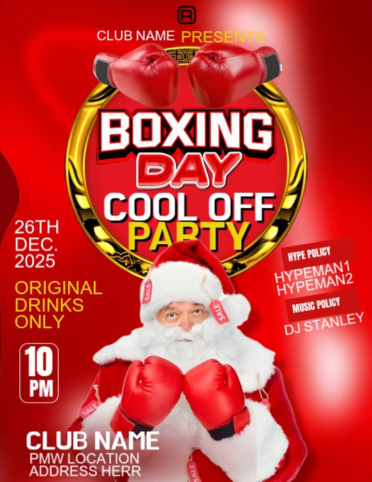 Plantilla de Red Maximalist Boxing Day Party Flyer (us Letter ...