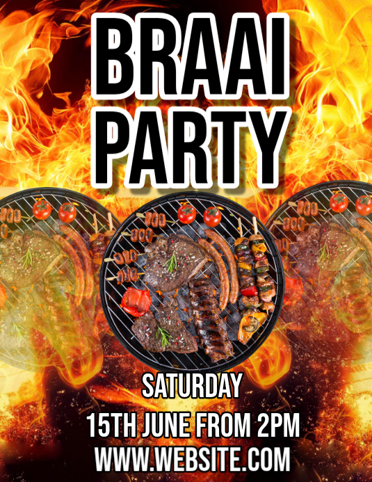 Copy of Red Maximalist Braai Party Flyer (us Letter) | PosterMyWall