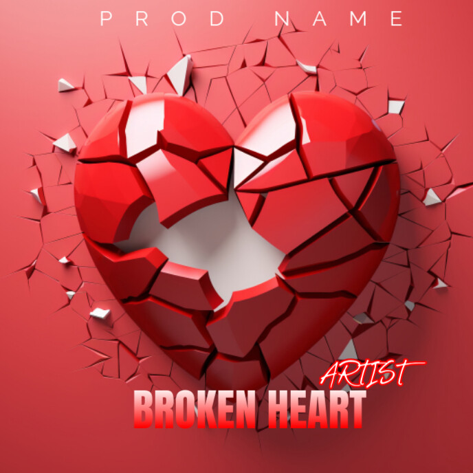 Red Maximalist Broken Heart Album Cover Template | PosterMyWall