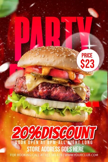 Copy of Red Maximalist Burger Party Poster | PosterMyWall
