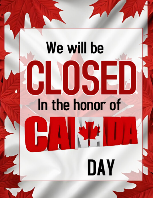 Copy of Red Maximalist Canada Closed Sign Template Flyer (us Letter ...