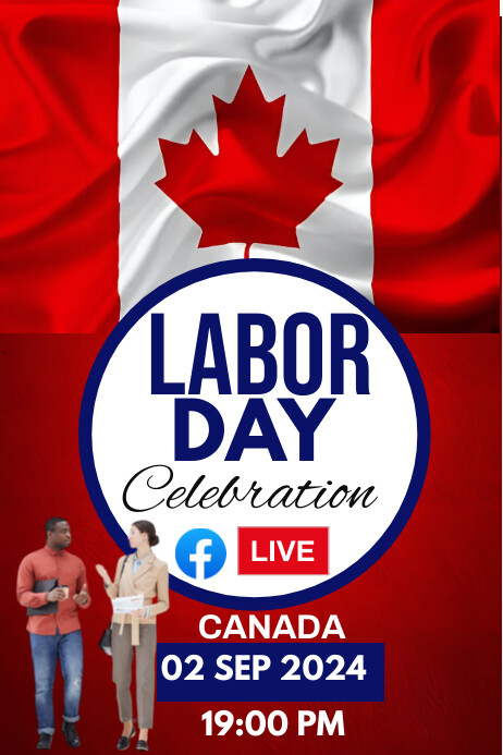 Red Maximalist Canada Labor Day Poster Template | PosterMyWall