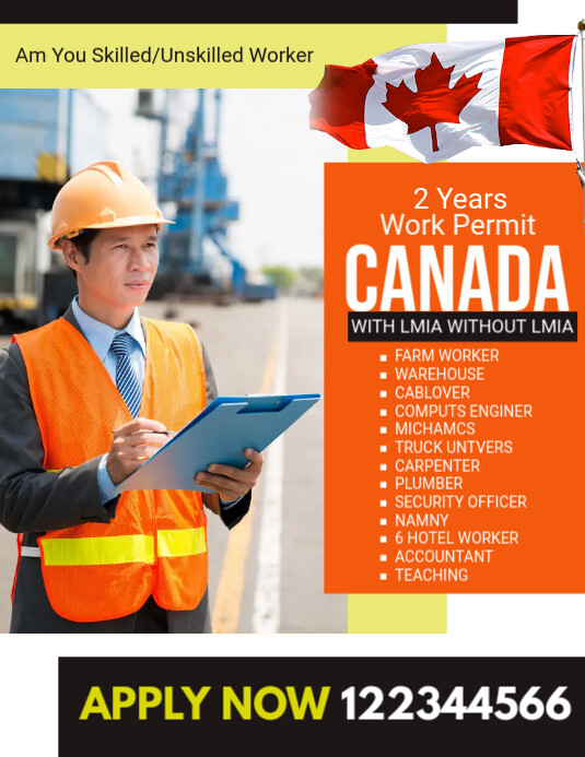 Copy of Red Maximalist Canada Work Permit Flyer (us Letter) | PosterMyWall