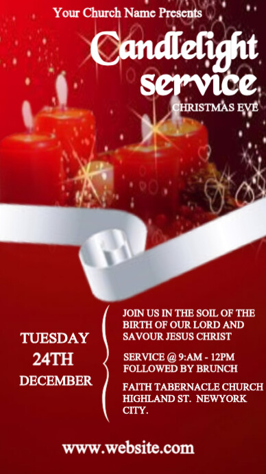 Red Maximalist Candlelight Service Flyer Instagram Story Template ...