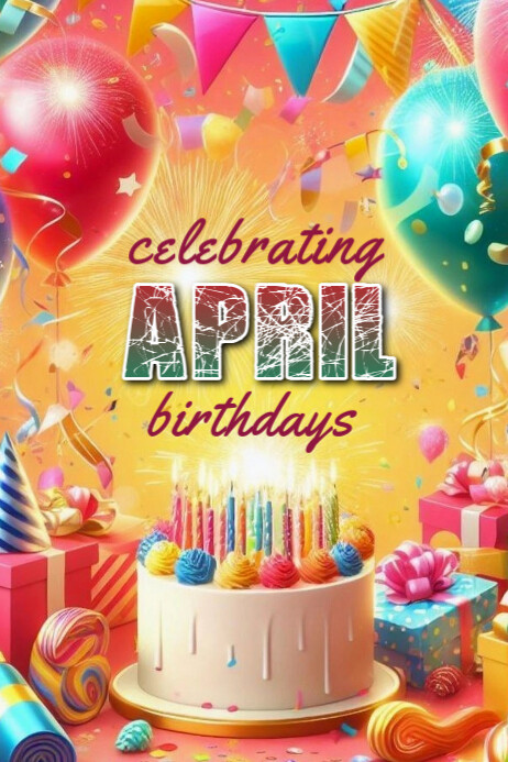 Red Maximalist Celebrating April Birthdays Banner 4' × 6' Template ...