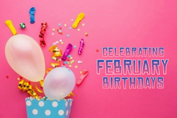 Red Maximalist Celebrating February Birthdays Banner 4' × 6' Template ...
