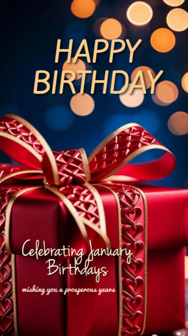 Red Maximalist Celebrating January Birthdays Whatsapp Status Template ...