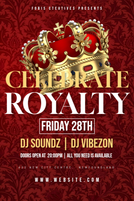 Plantilla de Red Maximalist Celebration Of Royalty Poster | PosterMyWall