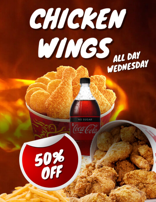 Red Maximalist Chicken Wings Flyer (us Letter) Template | PosterMyWall