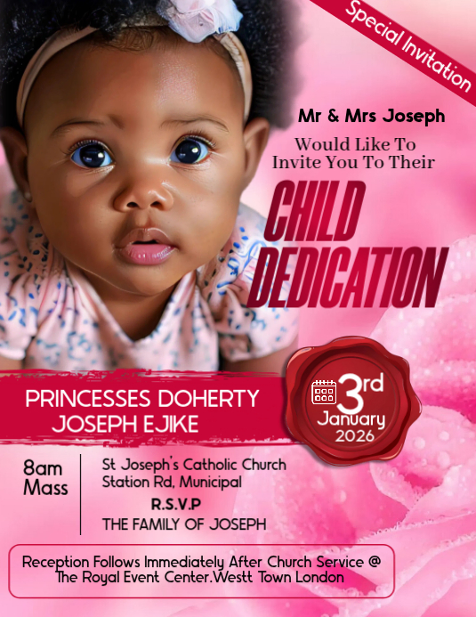 Red Maximalist Child Dedication Flyer (us Letter) Template | PosterMyWall