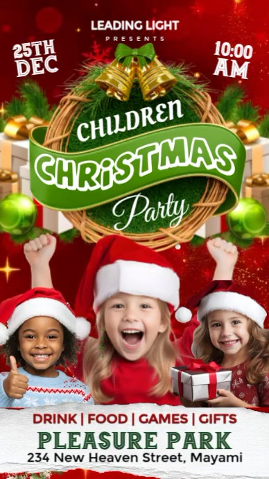 Red Maximalist Children Christmas Party Invitation Template Instagram Reel | PosterMyWall