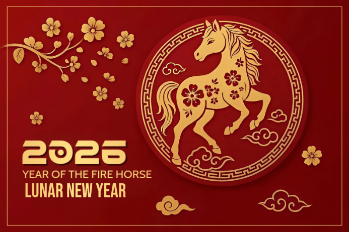 Red Maximalist Chinese New Year 2026 – Year Of The Fire Horse Lunar ...