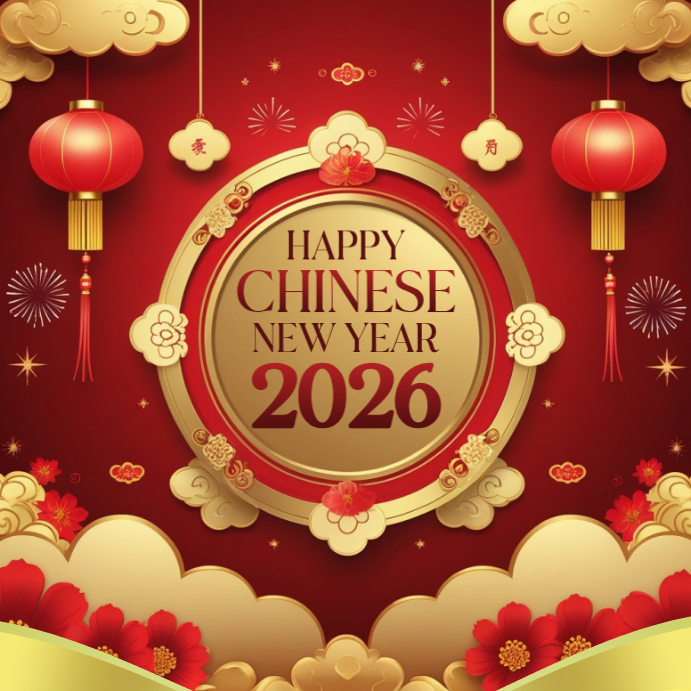 Red Maximalist Chinese New Year 2026 Instagram Post Template | PosterMyWall