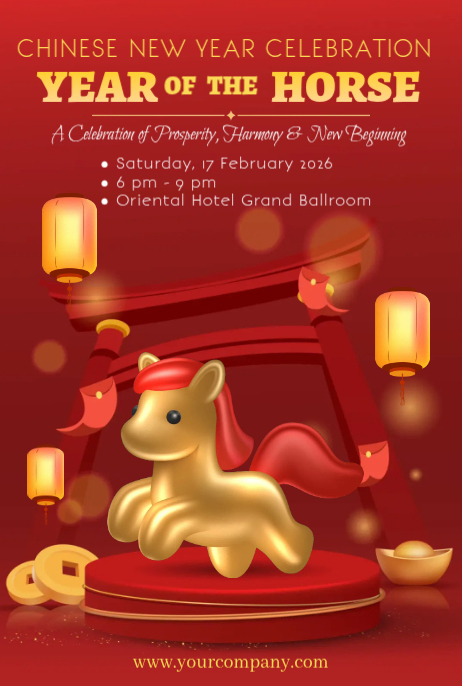 Red Maximalist Chinese New Year Event Poster 2026 Poster Template ...