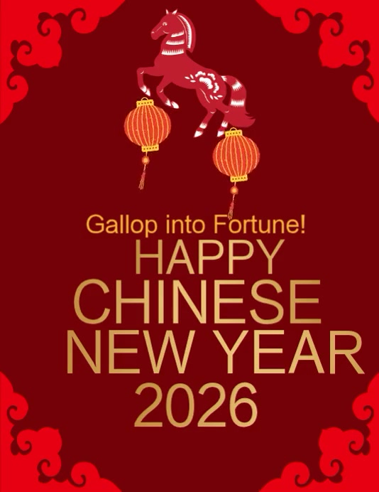 Plantilla de Red Maximalist Chinese New Year Flyer (us Letter ...