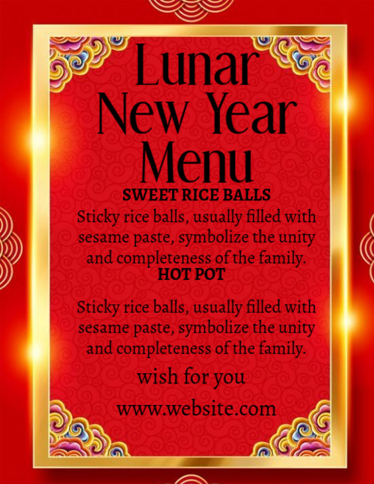 Red Maximalist Chinese New Year Menu Flyer Template | PosterMyWall