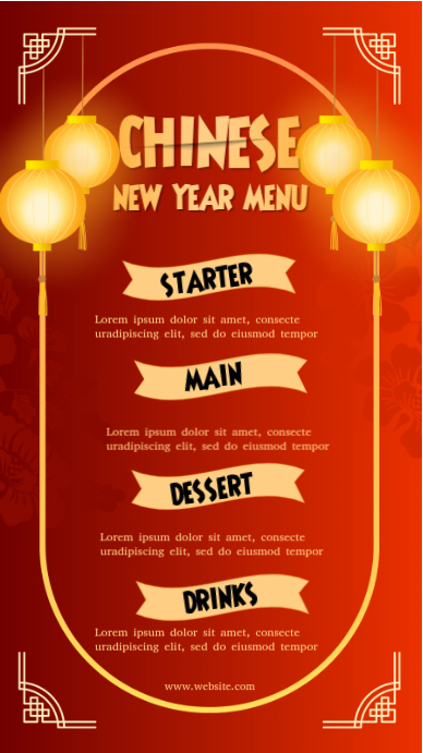 Red Maximalist Chinese New Year Menu Instagram Story Template ...
