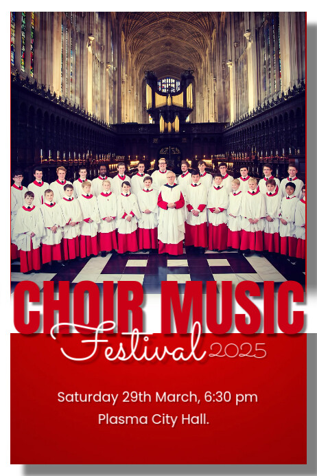 Red Maximalist Choir Music Festival Poster Template | PosterMyWall