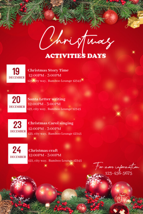 Red Maximalist Christmas Activity List Poster Template | PosterMyWall