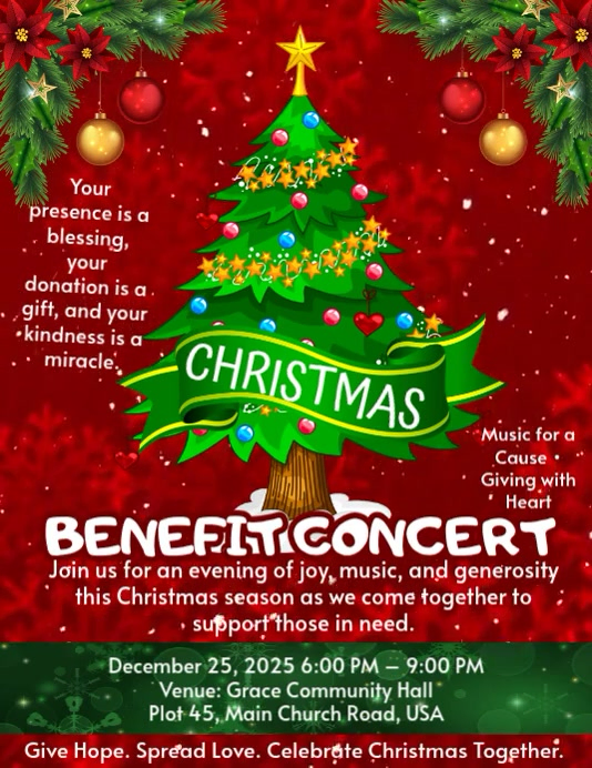 Red Maximalist Christmas Benefit Concert Donation Flyer Flyer (us ...