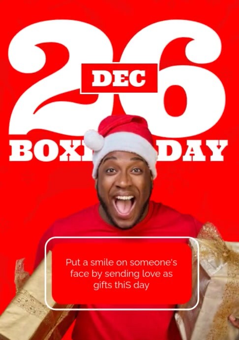 Red Maximalist Christmas Boxing Day Poster A3 Template | PosterMyWall
