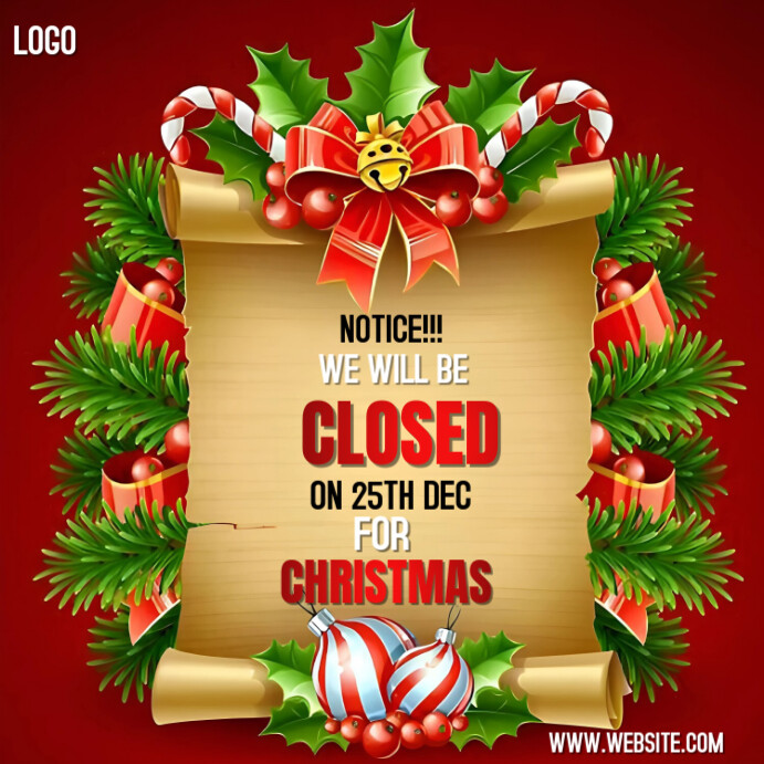 Red Maximalist Christmas Break Christmas Holiday Season We Will Be Closed For Christmas ...