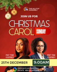 Red Maximalist Christmas Carol Instagram Portrait Template | PosterMyWall