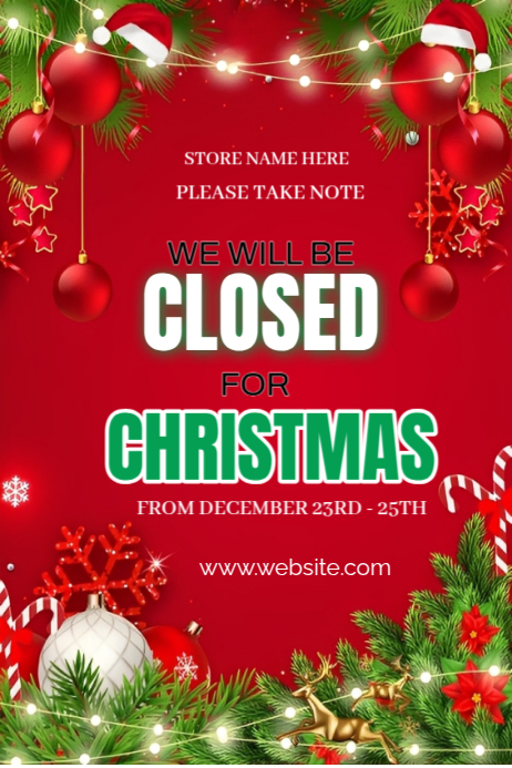 Red Maximalist Christmas Closed Poster Template | PosterMyWall