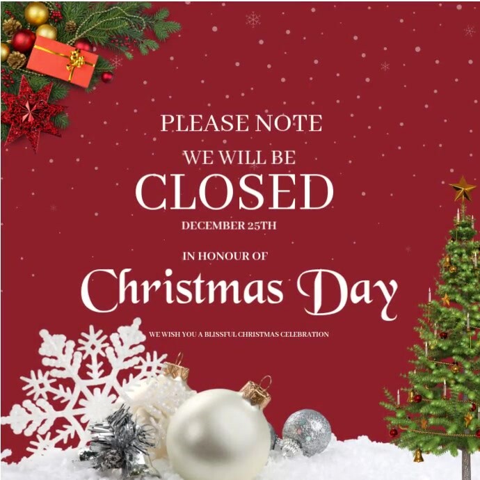 Red Maximalist Christmas Closure Announcement Instagram Post Template | PosterMyWall