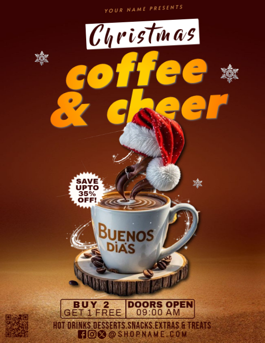 Red Maximalist Christmas Coffee Shop Sale Flyer (us Letter) Template ...