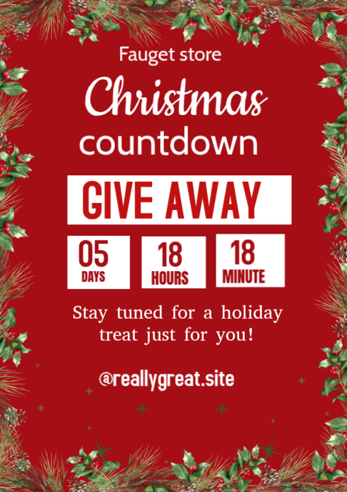 Red Maximalist Christmas Countdown A4 Template | PosterMyWall