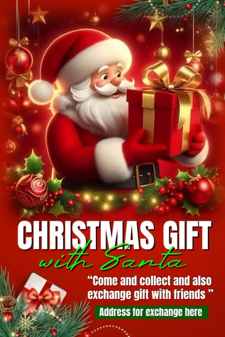 Red Maximalist Christmas Gift Exchange Flyer Poster Template | PosterMyWall