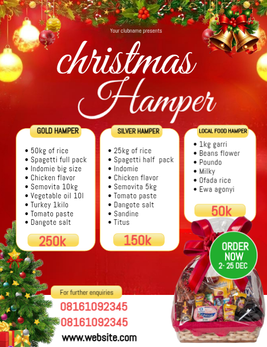 Red Maximalist Christmas Hamper Flyer (us Letter) Template | PosterMyWall
