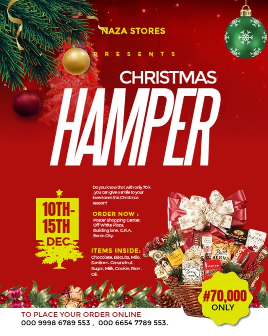 Red Maximalist Christmas Hamper Flyer Template Instagram Portrait ...