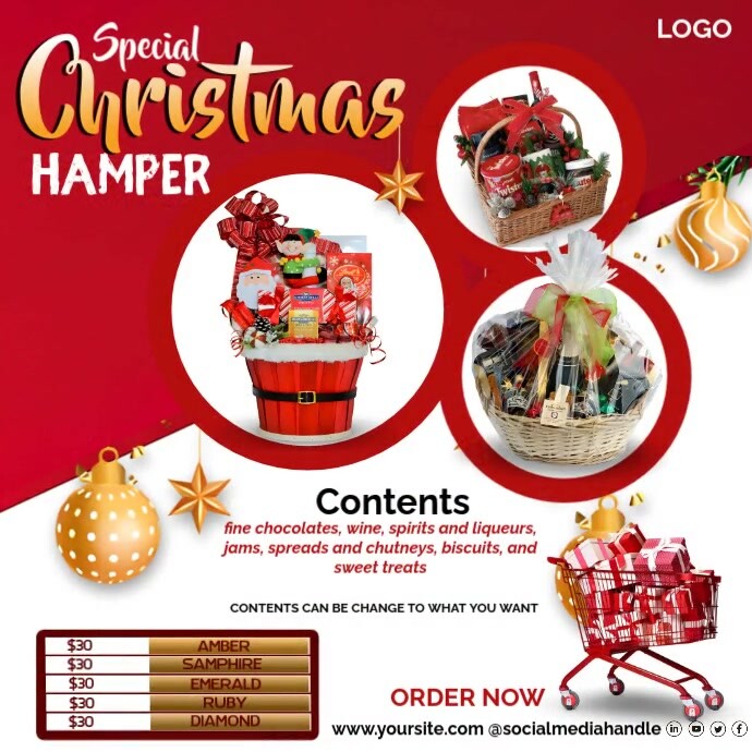 Copy of Red Maximalist Christmas Hamper Sale Instagram Post | PosterMyWall
