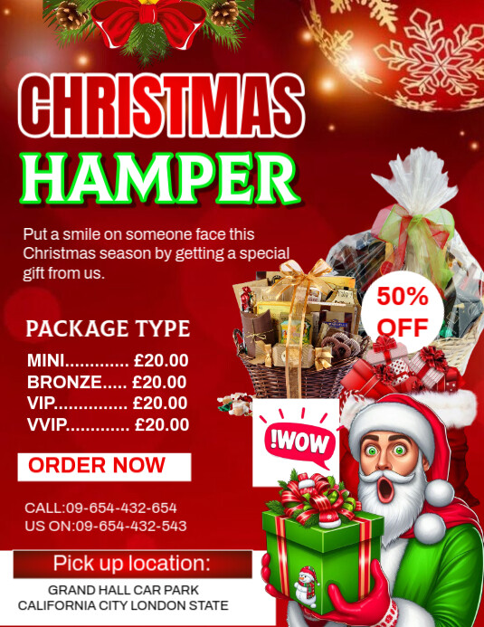 Copy of Red Maximalist Christmas Hamper Sale Promotion Template Flyer ...