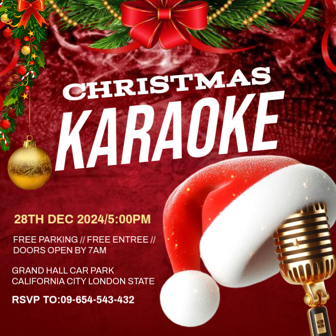 Red Maximalist Christmas Karaoke Night Invitation Template Instagram ...