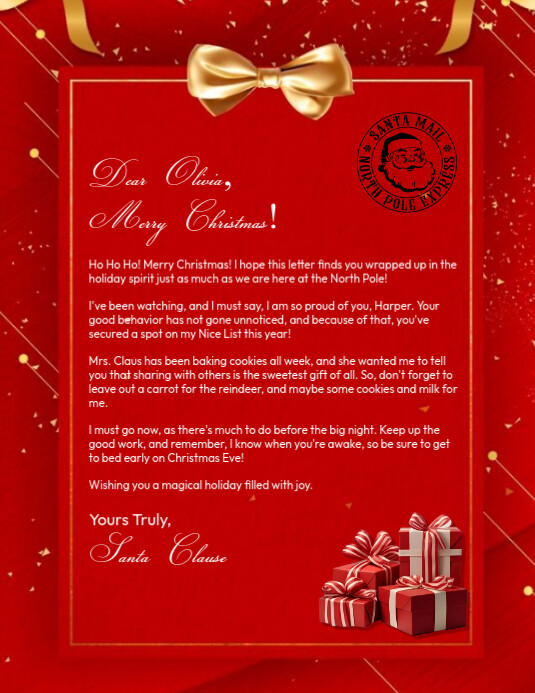 Red Maximalist Christmas Letter Flyer (us Letter) Template | PosterMyWall