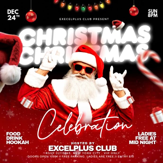 Copy of Red Maximalist Christmas Night Club Party Flyer Instagram Post ...