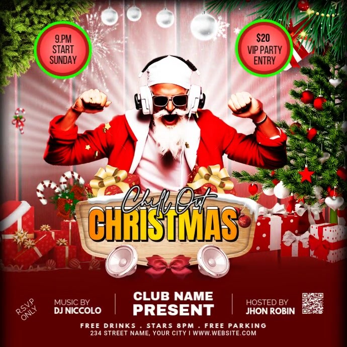 Copy of Red Maximalist Christmas Night Out Party Flyer Instagram Post ...