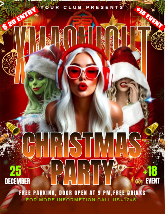 Red Maximalist Christmas Party Flyer (us Letter) Template | PosterMyWall