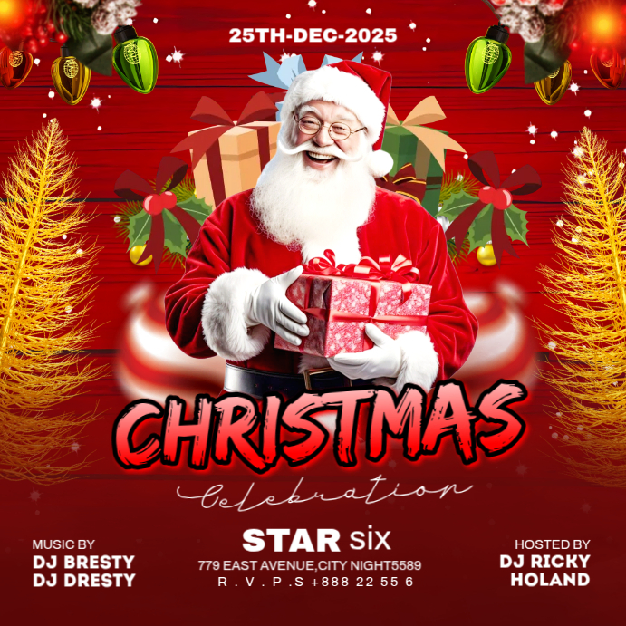Copy of Red Maximalist Christmas Party Flyer Instagram Post | PosterMyWall