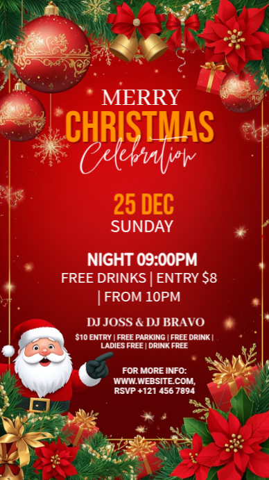 Red Maximalist Christmas Party Template Instagram Story | PosterMyWall