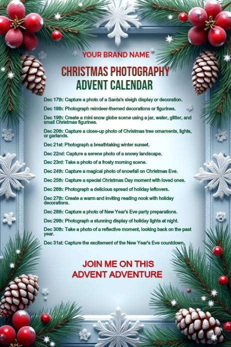 Plantilla de Red Maximalist Christmas Photography Advert Calendar ...