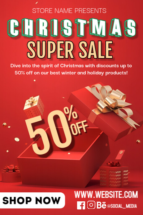 Red Maximalist Christmas Retail Ads Poster Template | PosterMyWall