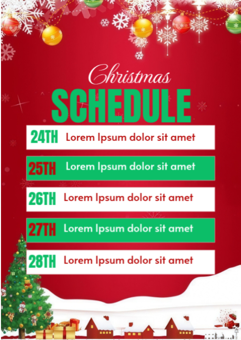 Red Maximalist Christmas Schedule A6 Template | PosterMyWall