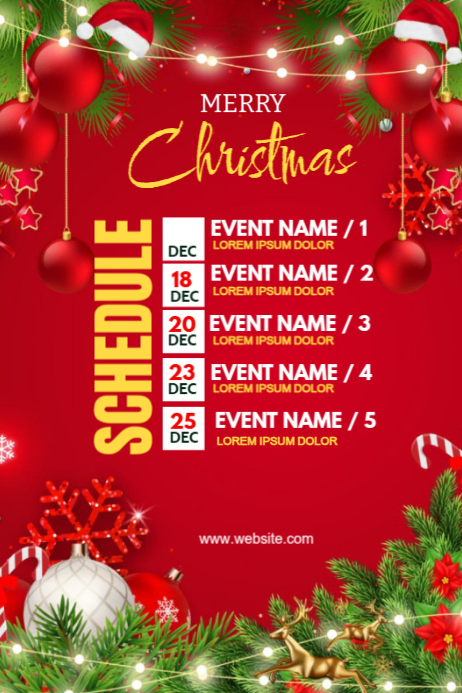 Red Maximalist Christmas Schedule Poster Template | PosterMyWall